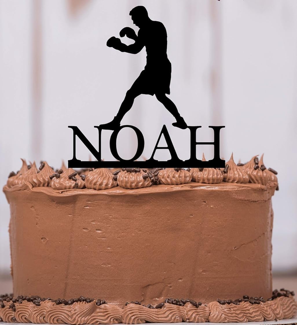 Personalized Acrylic Cake Toppers, Male Boxer Cake Topper with Keepsake ...