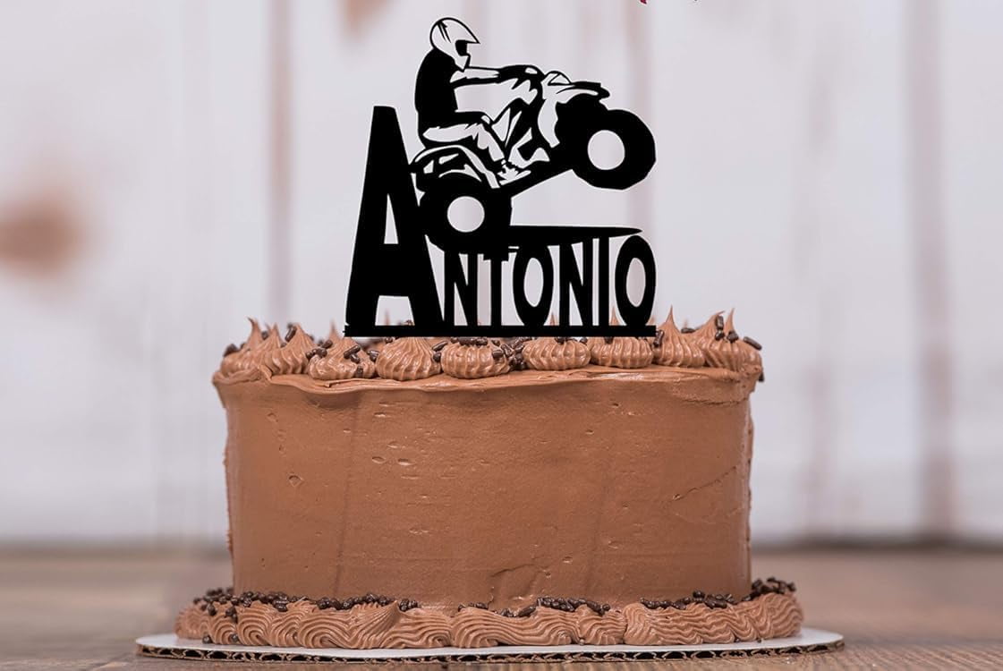 Personalized Acrylic Cake Toppers, Male Four Wheeler Cake Topper with ...