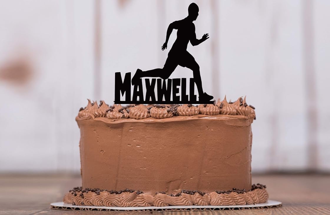 Personalized Acrylic Cake Toppers, Male Runner Cake Topper with ...