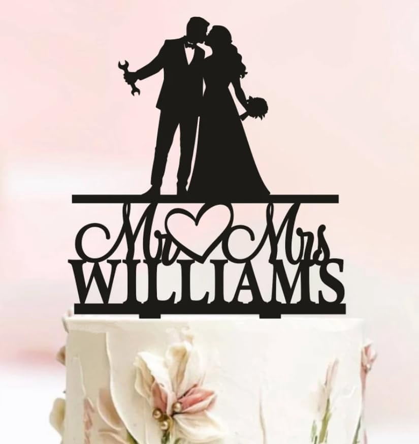 Personalized Acrylic Cake Toppers，Mechanic Wedding Cake Topper, Auto ...