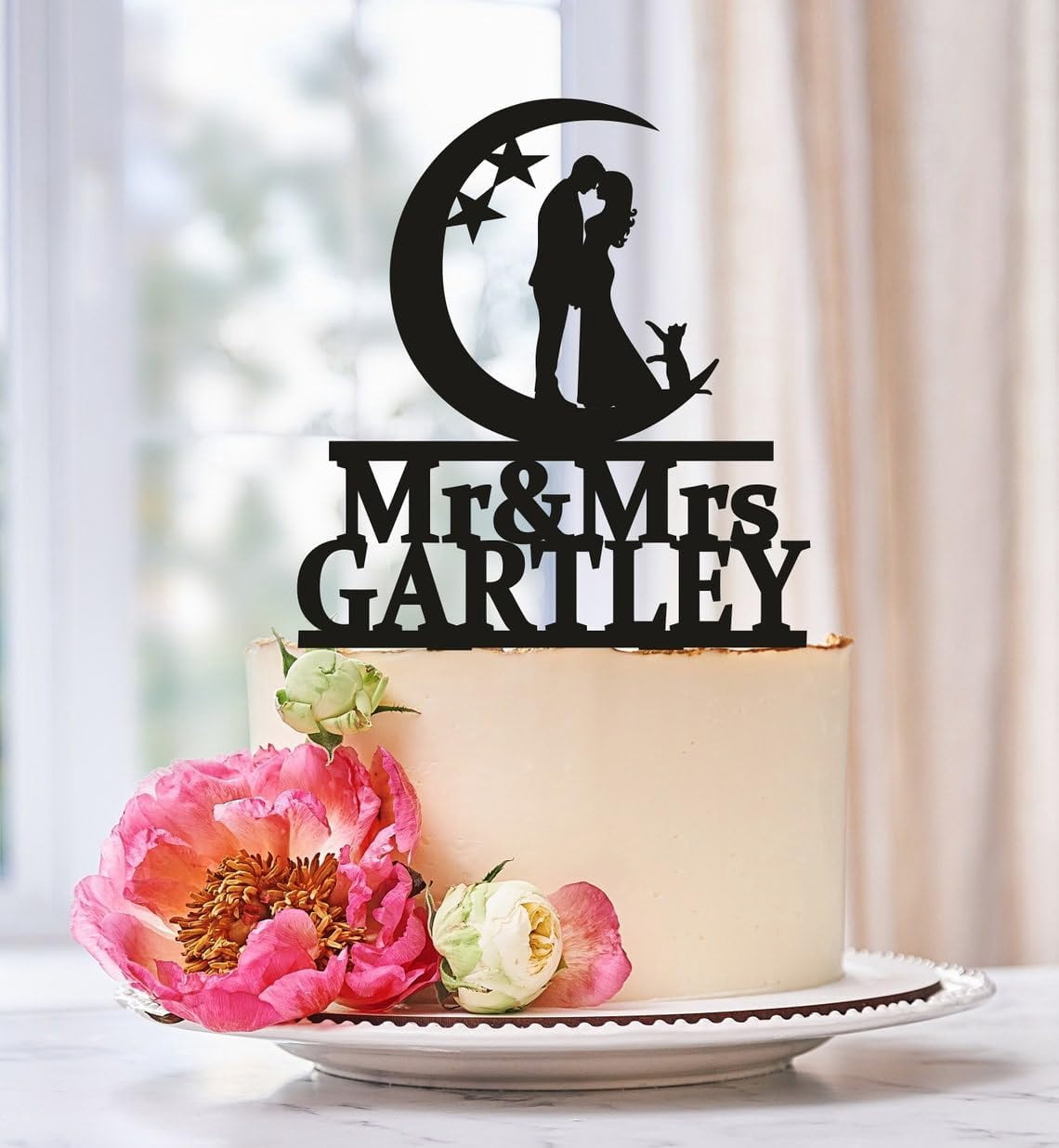 Personalized Acrylic Cake Toppers，Moon Cake Topper, Moon and Stars Cake ...