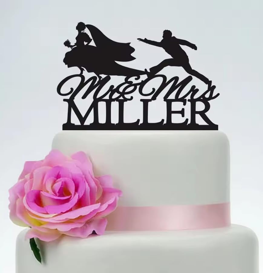 Personalized Acrylic Cake Toppers,Personalized Bride & Groom Running ...