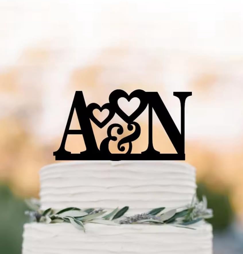 Personalized Acrylic Cake Toppers,Personalized Heart-shape Wedding Cake ...