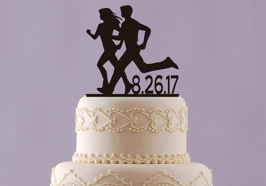 Personalized Acrylic Cake Toppers, Running Couple Wedding Cake Topper ...