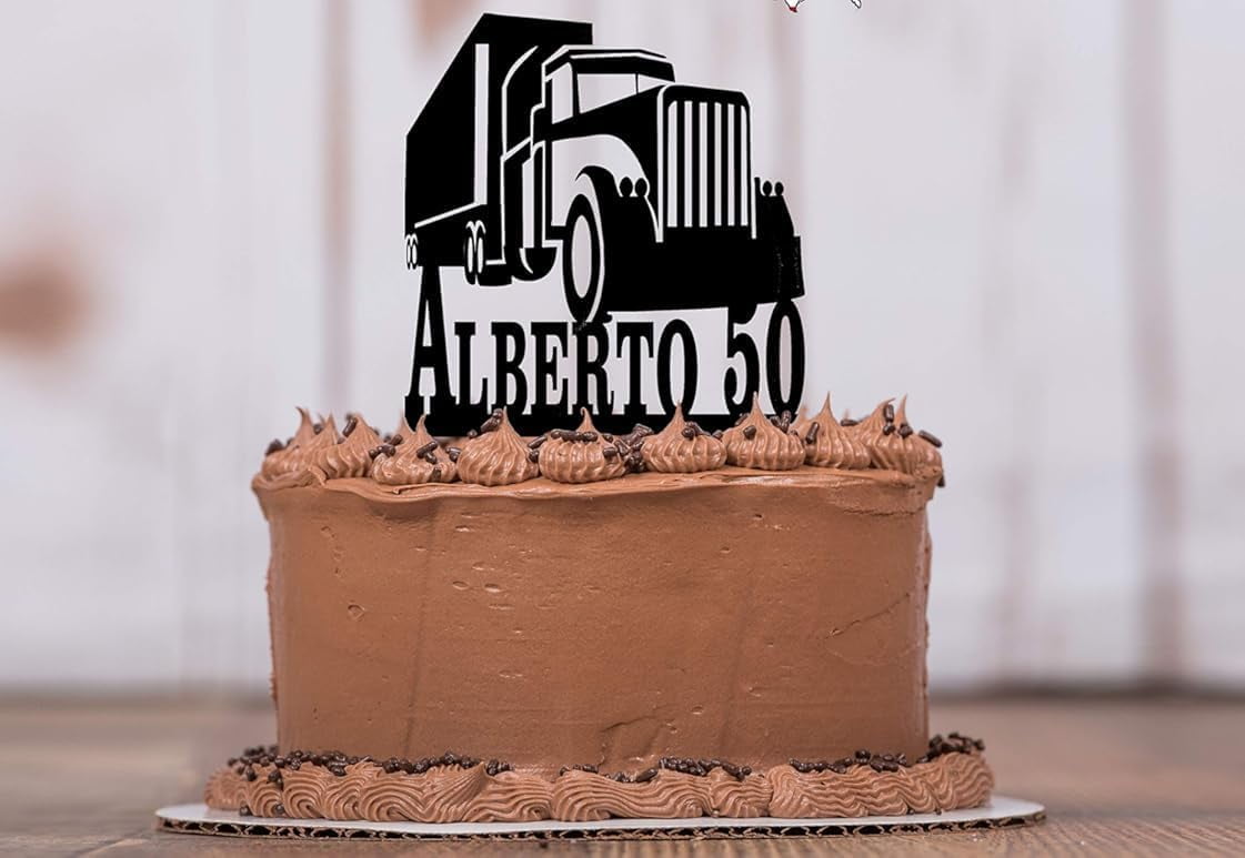 Personalized Acrylic Cake Toppers, Semi Truck, Cake Topper, Guy ...