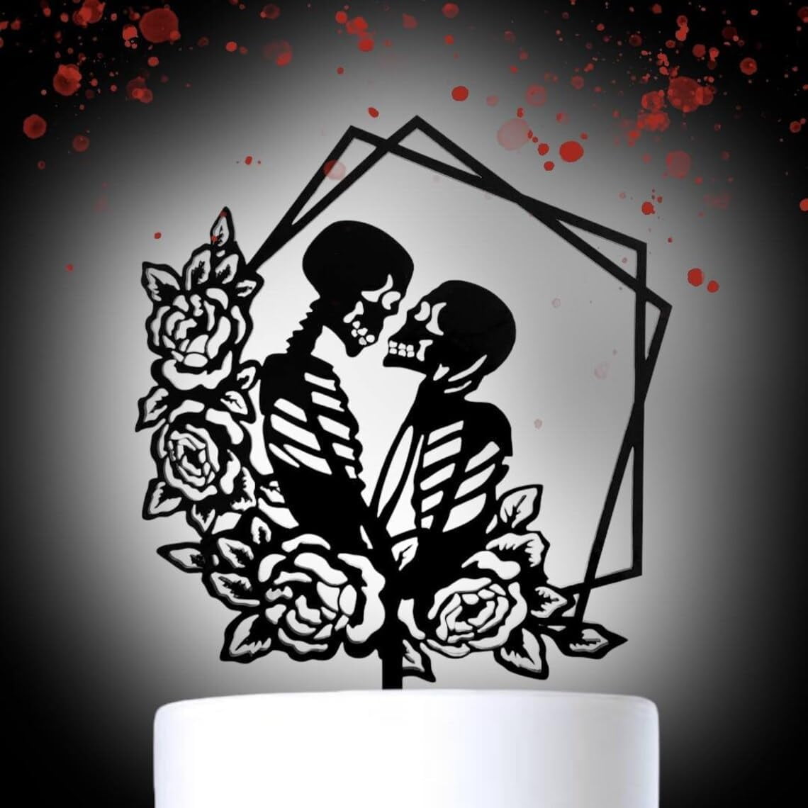 Personalized Acrylic Cake Toppers，Skull Wedding Cake Topper, Floral ...