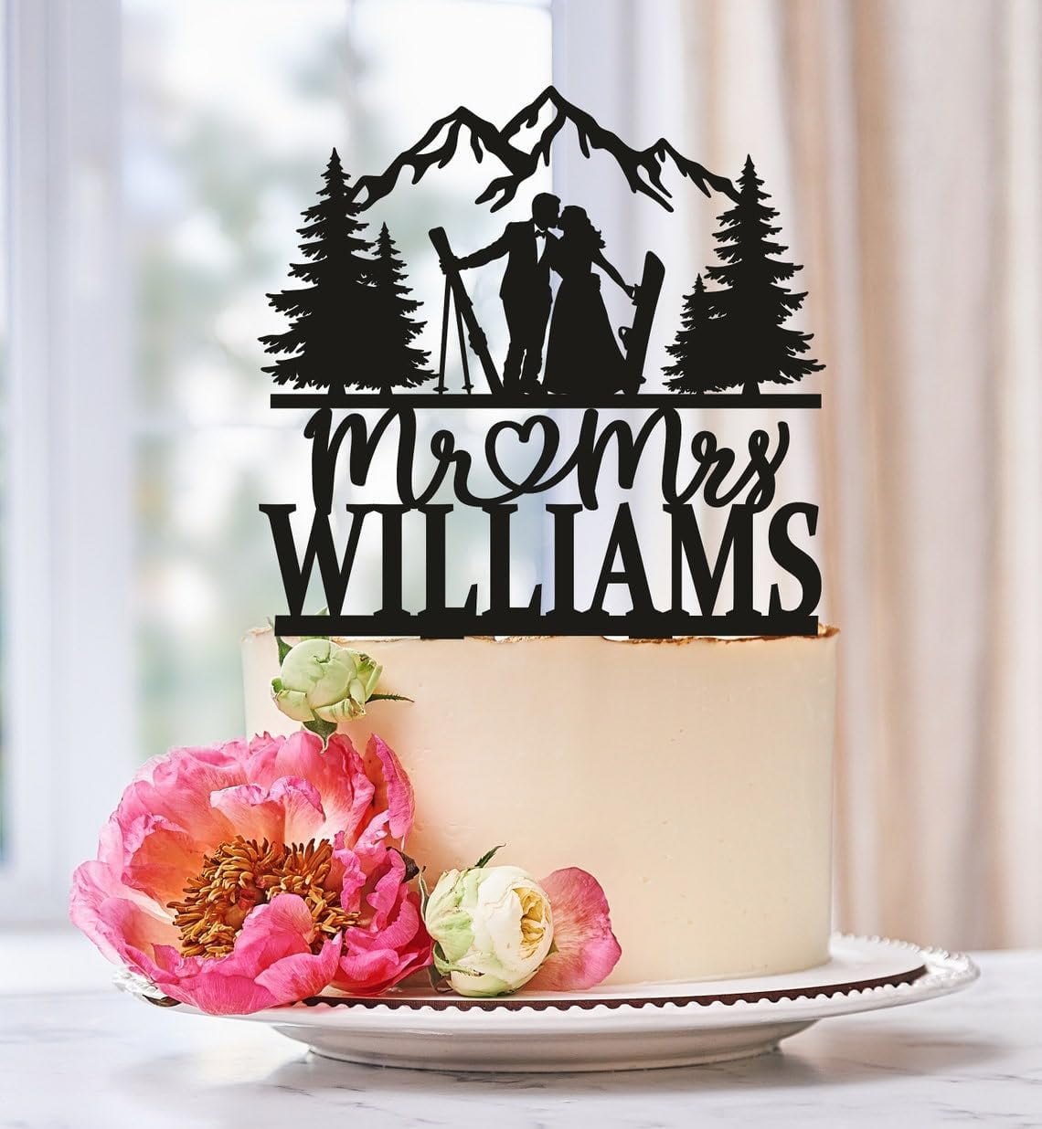 Personalized Acrylic Cake Toppers， Snowboard ski wedding cake topper ...