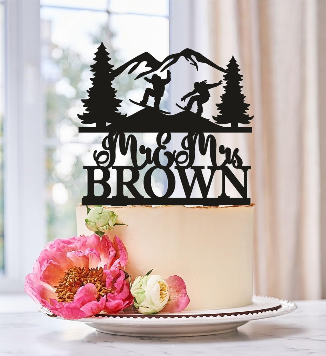 Personalized Acrylic Cake Toppers,Snowboard wedding cake topper ...