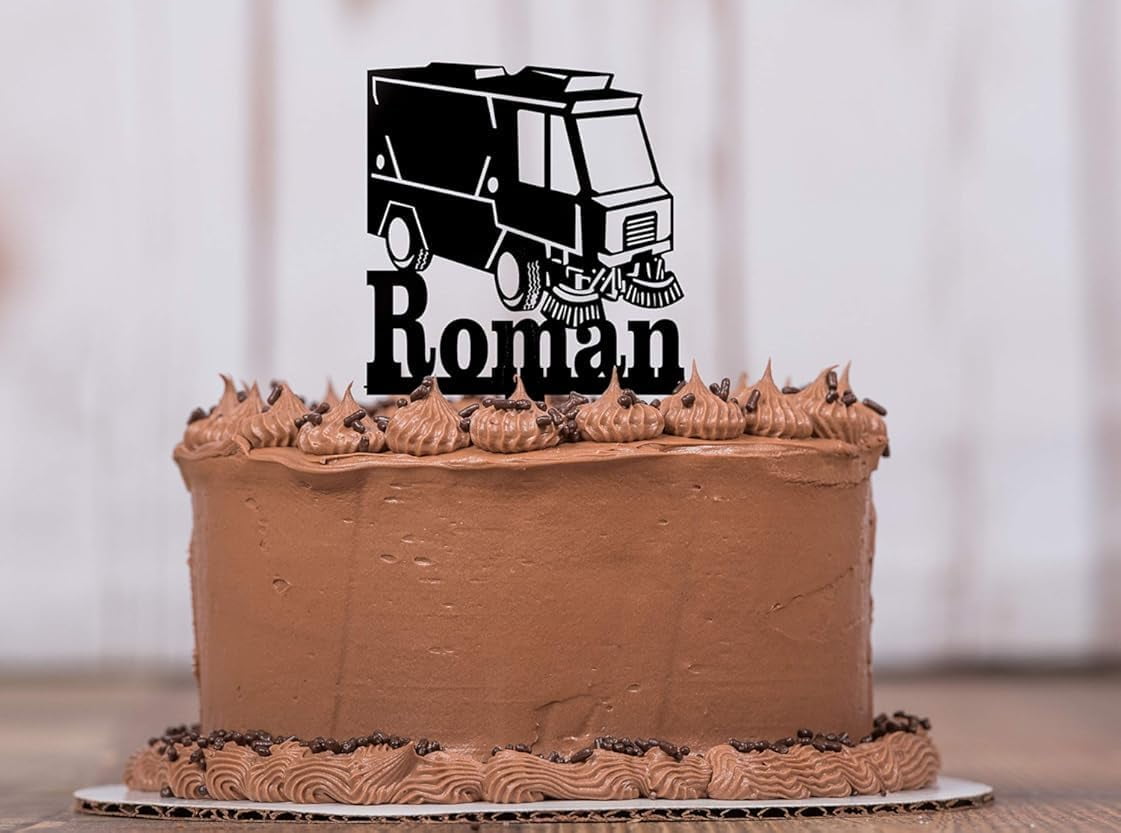 Personalized Acrylic Cake Toppers, Street Sweeper Cake Topper, Birthday ...