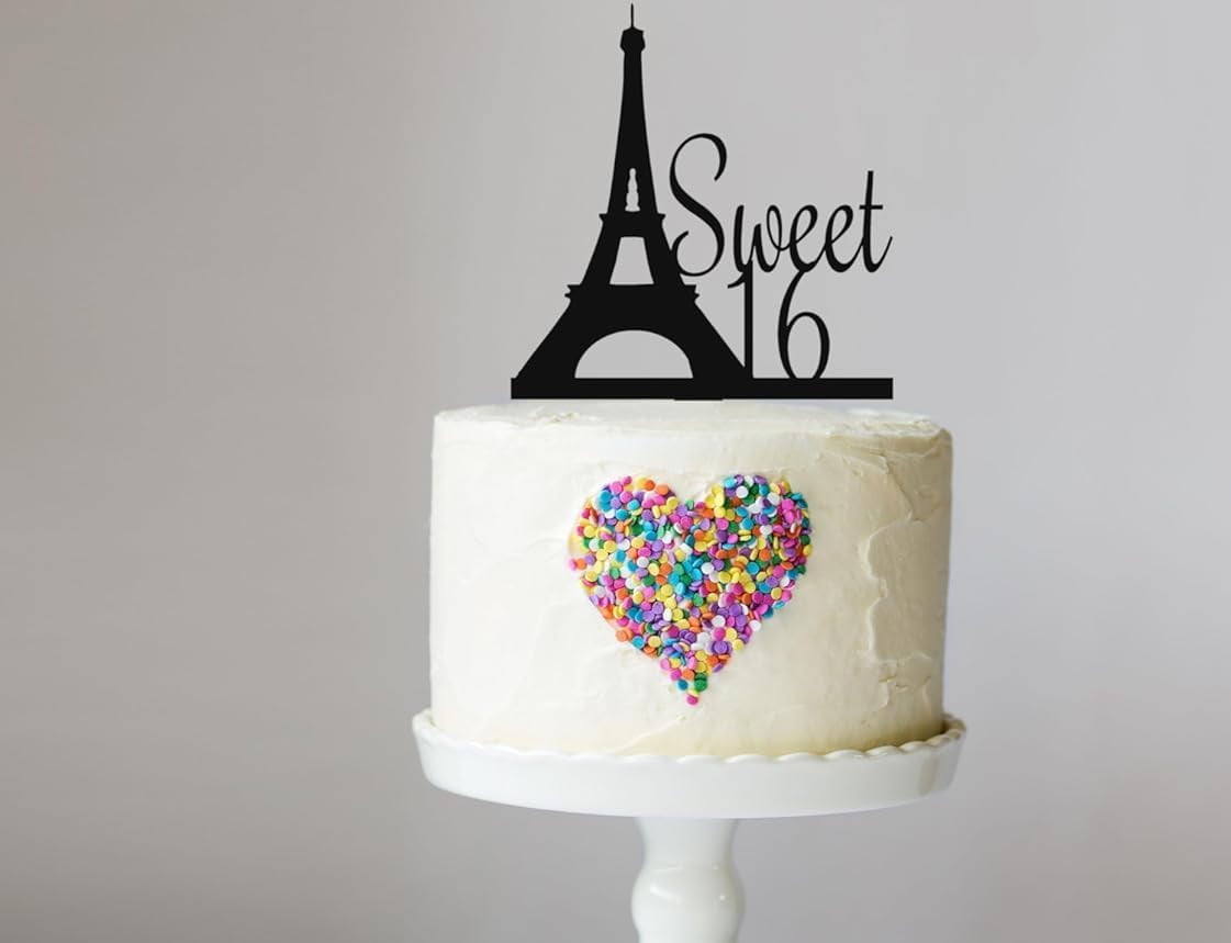 Personalized Acrylic Cake Toppers, Sweet 16, Paris Eiffel Tower Cake ...