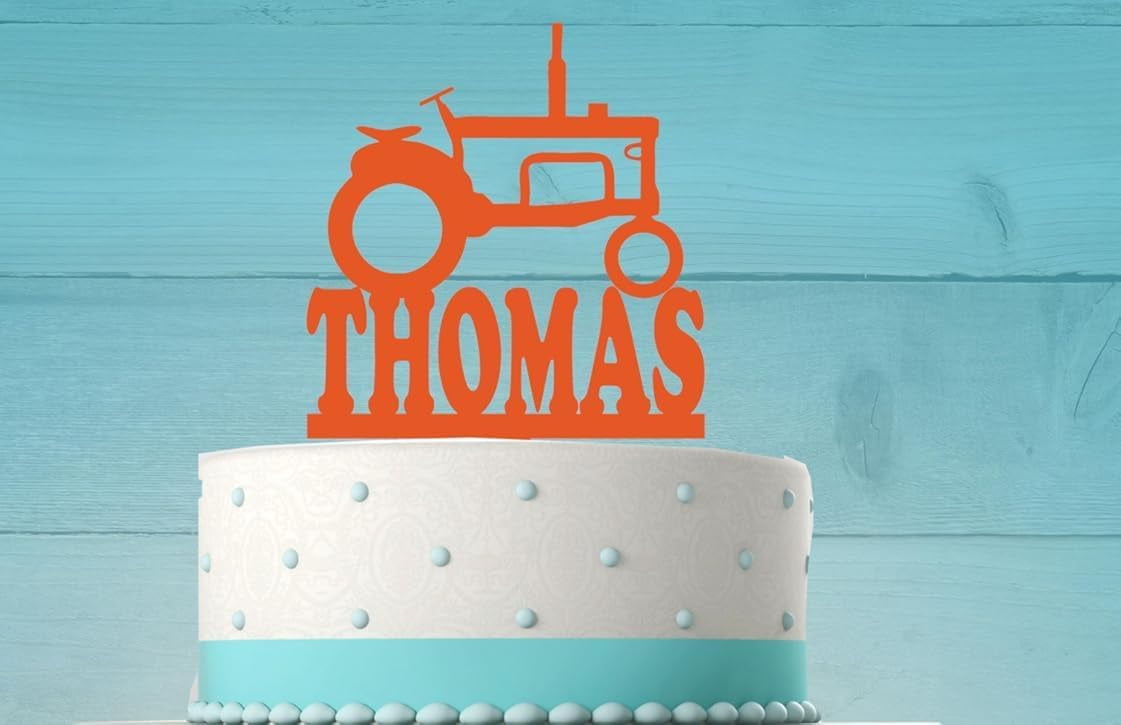 Personalized Acrylic Cake Toppers, Tractor Birthday Cake Topper with ...