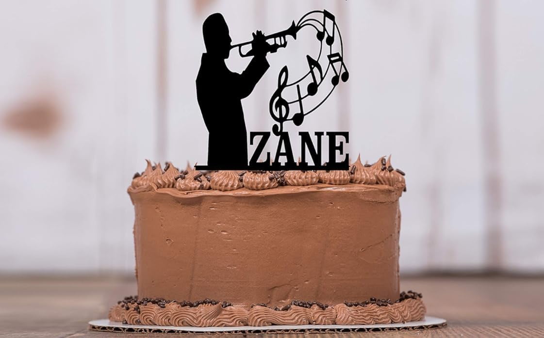 Personalized Acrylic Cake Toppers, Trumpet Cake Topper, Music, Treble ...