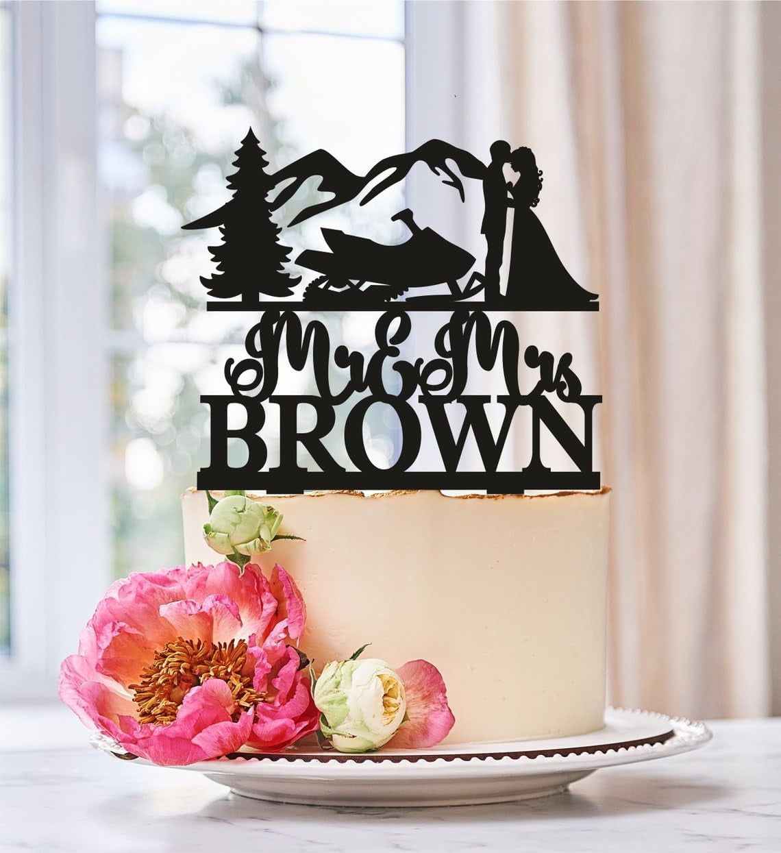 Personalized Acrylic Cake Toppers，snowmobiles couple wedding cake ...
