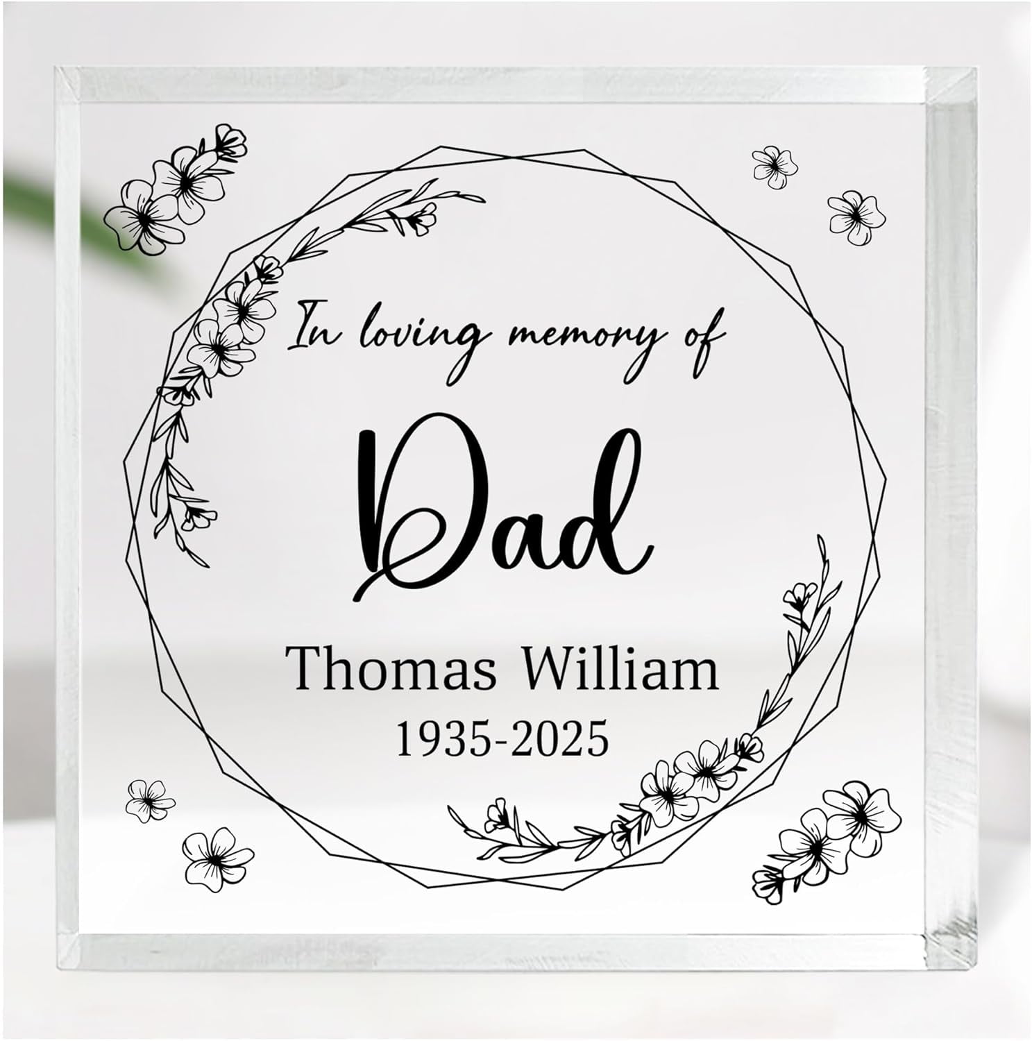 Personalized Acrylic Square Memorial Plaque - In Loving Memory - 5.9 ...