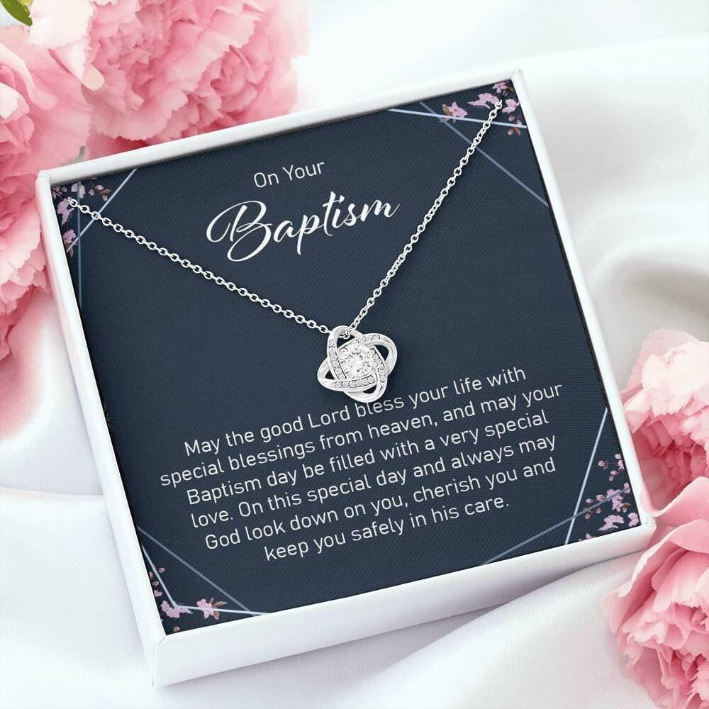 Personalized Adult Baptism Gift Love Knot Necklace Christian Baptism ...