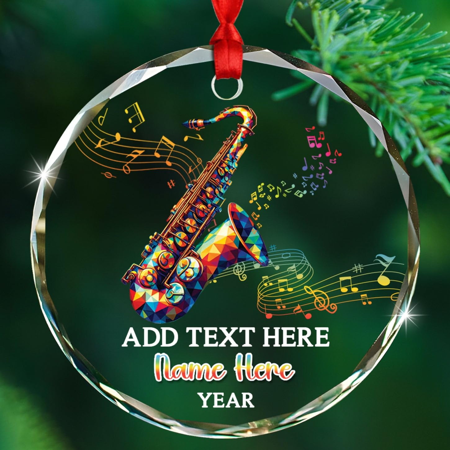 Personalized Alto Saxophone Colorful Glass Christmas Ornament Gift for ...