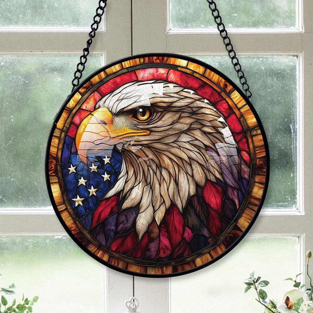 Personalized American Eagle Suncatcher Stained Glass, American Eagle ...