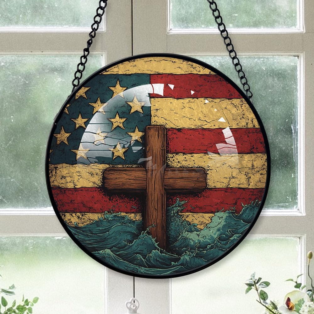 Personalized American Flag Suncatcher Stained Glass Suncatchers ...