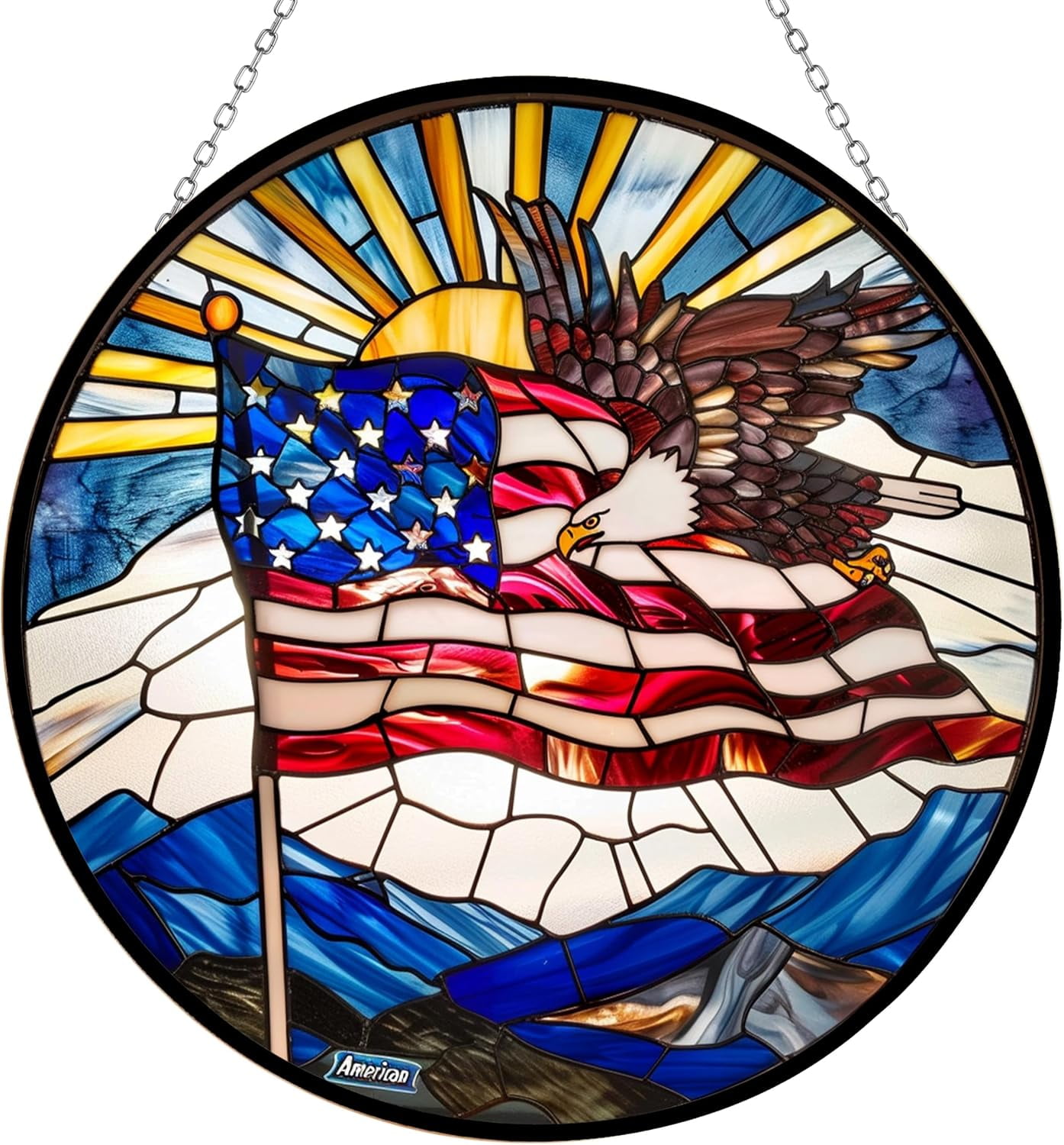 Personalized American Flag Suncatchers for Windows, Stained Glass ...
