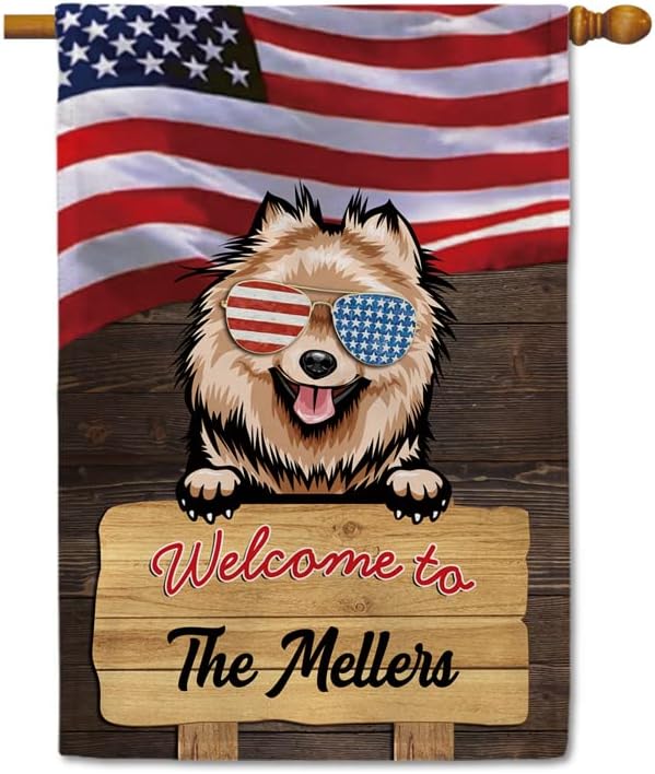 Personalized American July 4th Patriotic Dog House Flag Lovely Dog ...