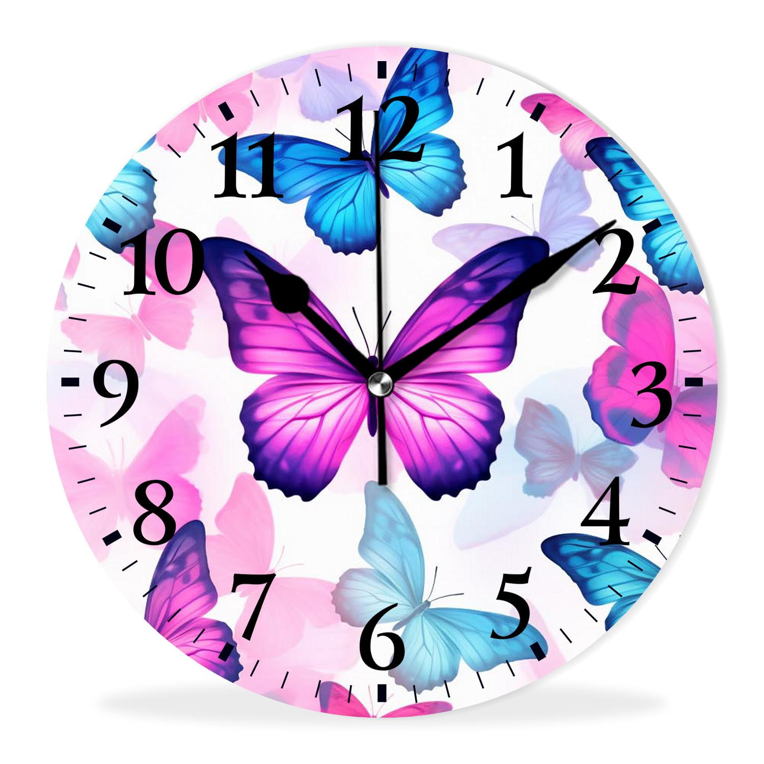 Personalized Analog Clock Non-Ticking Silent Wall Clocks Battery ...