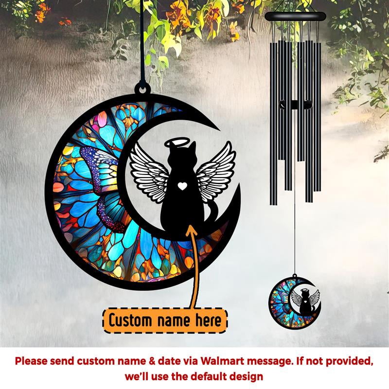 Personalized Angel Cat Memorial Wind Chime, Custom Pet Loss Gift with ...