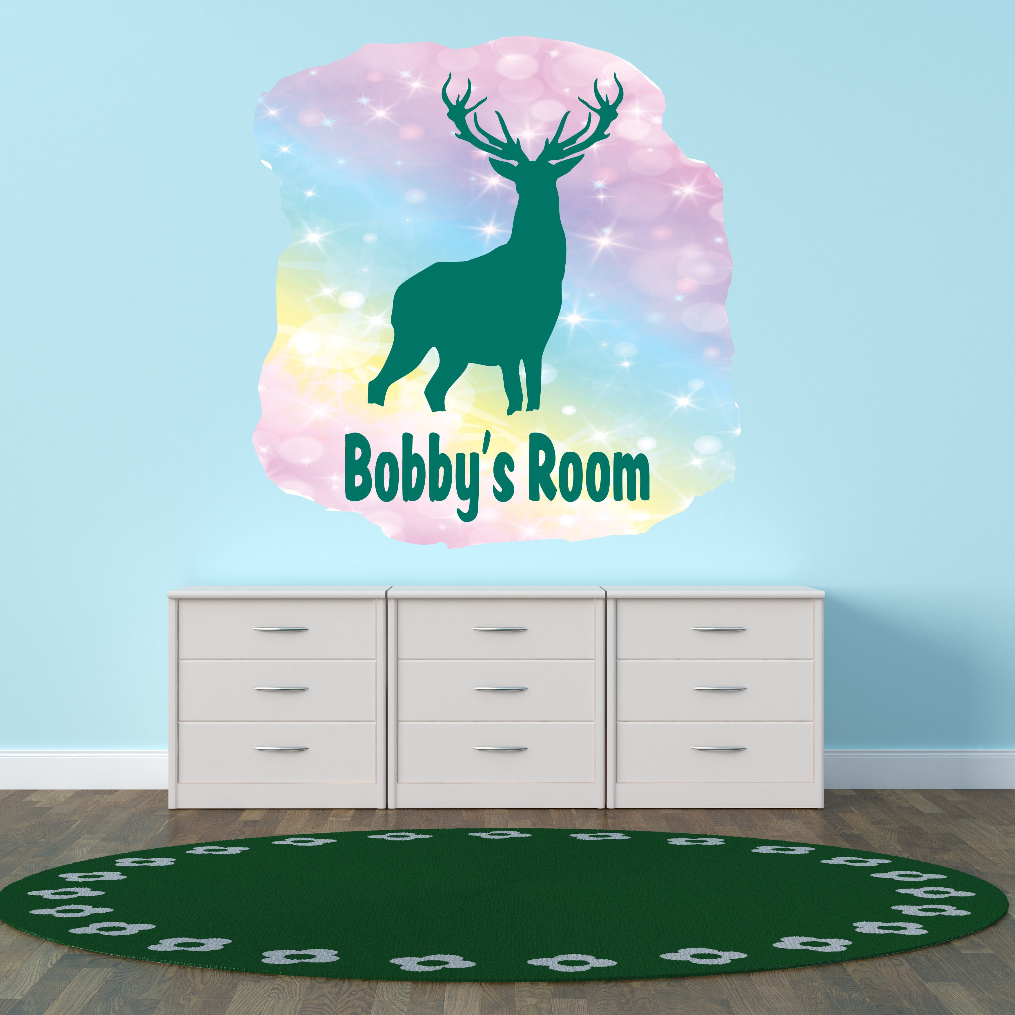 Personalized Animal Wall Decals for Kids Room - Large Buck Deer ...