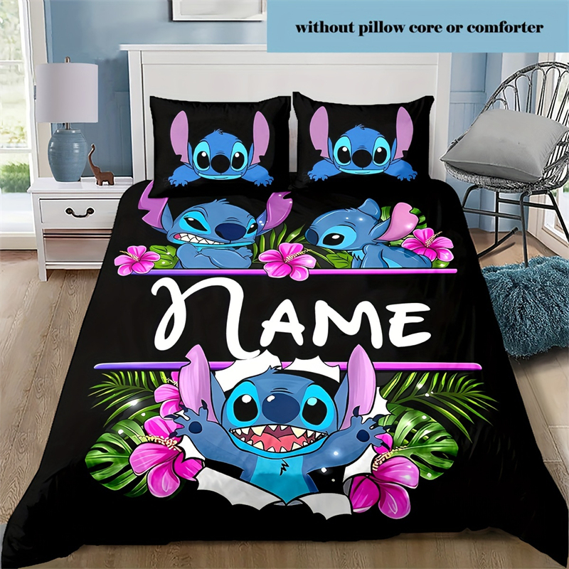 Personalized Anime Stitch Duvet Cover Set - Soft,Polyester with Zipper ...