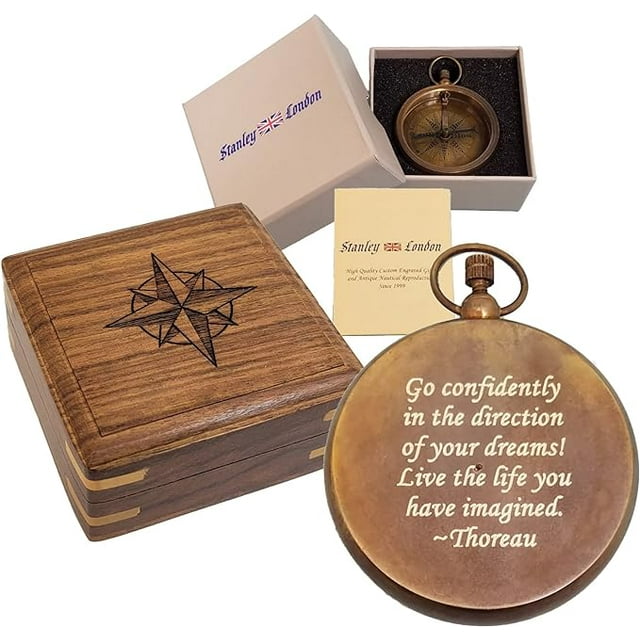 Personalized Antique Brass Pocket Compass Gifts | Engraved Compasses ...