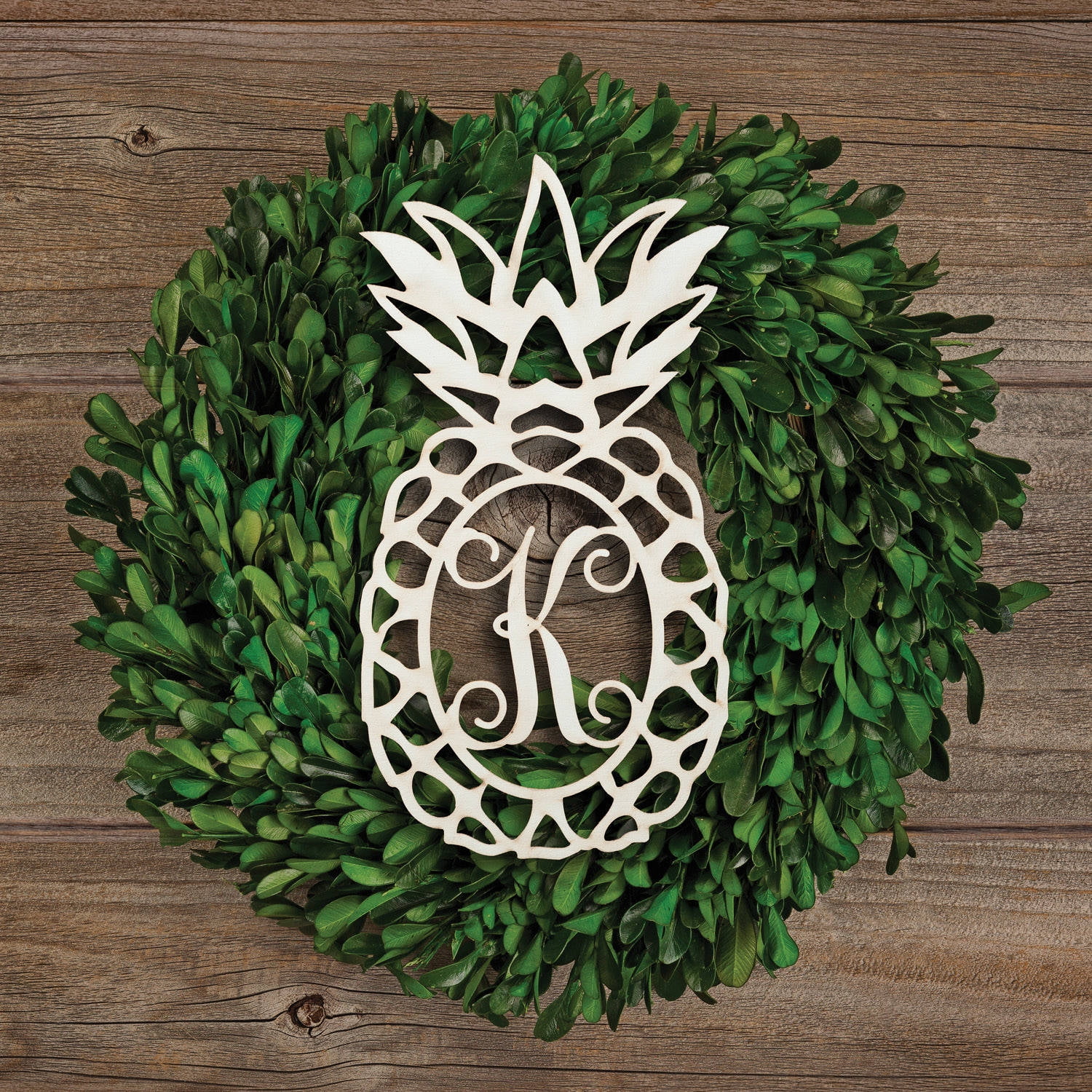 Birchwood White Wood Pineapple Plaque - Personalized Initial - Walmart.com