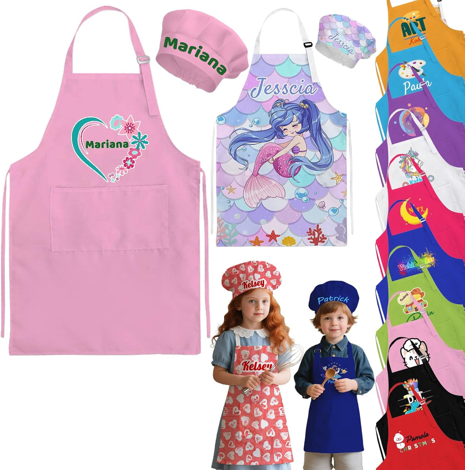 Personalized Apron with Name for Girls Boys,Custom Kitchen Apron and ...