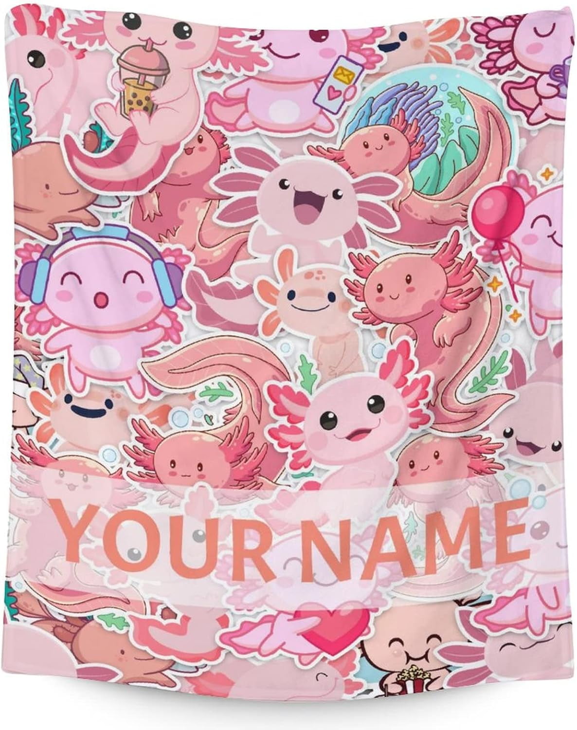 Personalized Axolotl Blanket Gifts with Name - 60"x80" Cute Throw ...