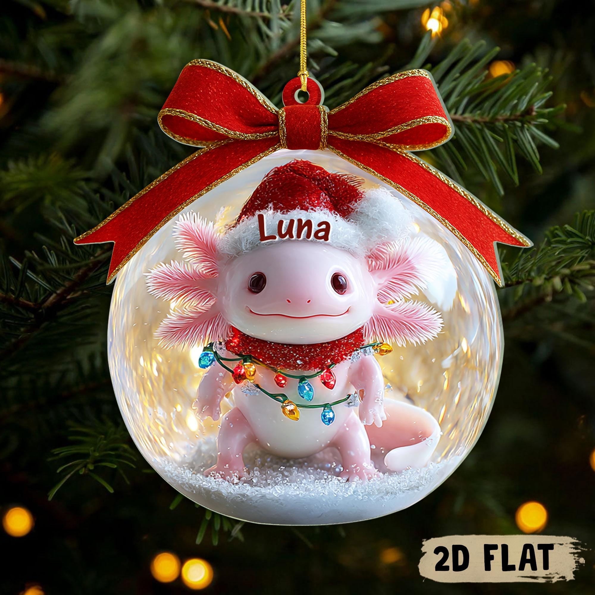 Personalized Axolotl Ornament 2025, Custom Name 2D Flat Christmas ...