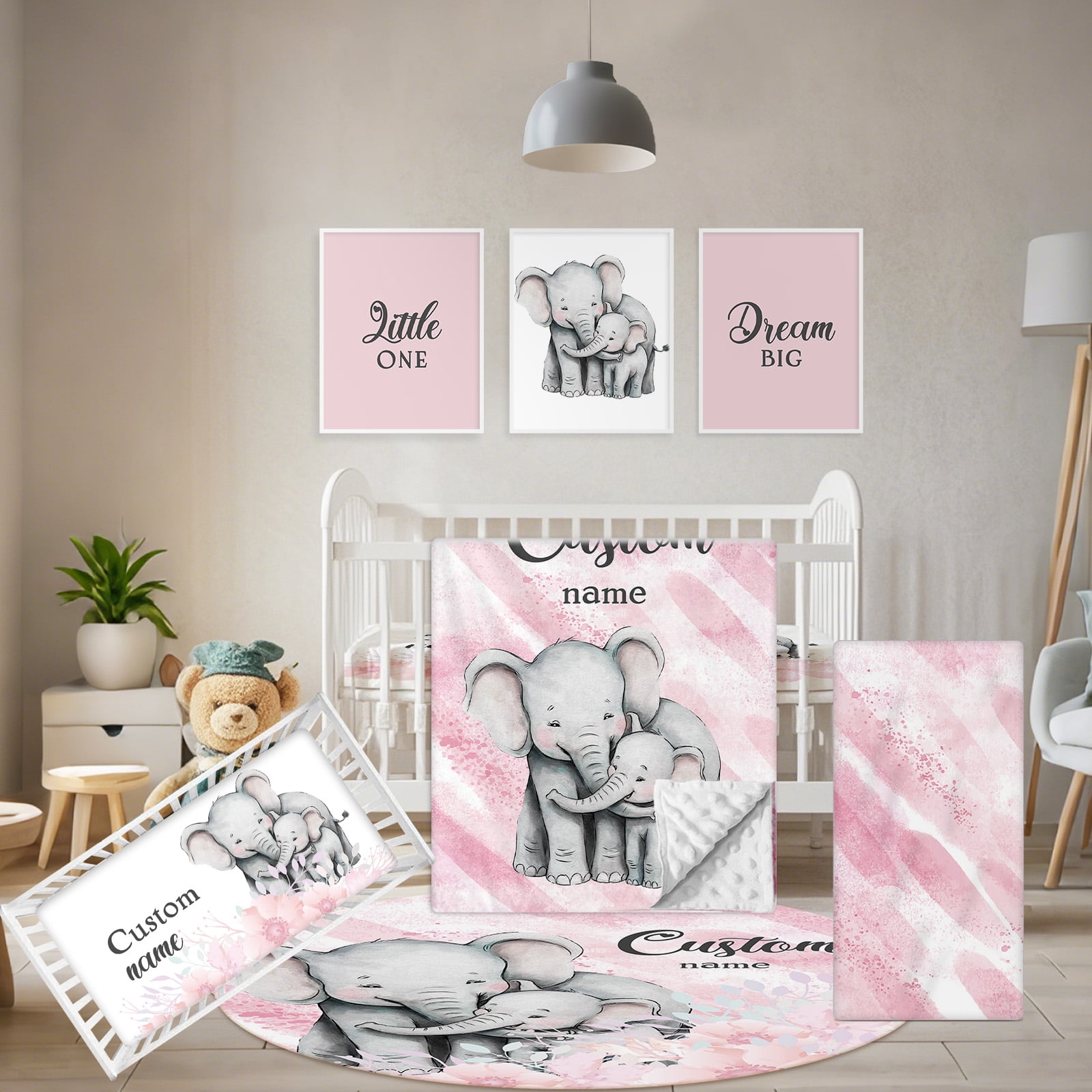Personalized Baby Bedding Set, 5 Pcs Custom Baby Crib Sets with Name ...