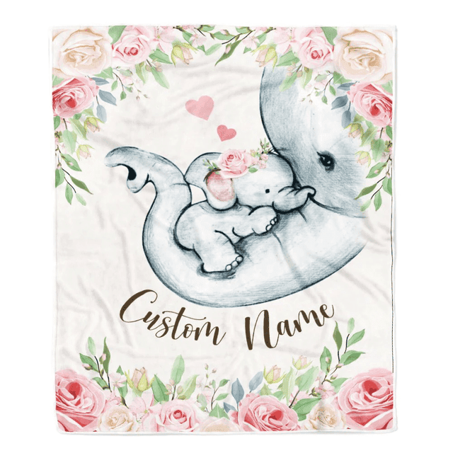 Personalized Baby Blanket With Custom Name Newborn Pink Flowers ...