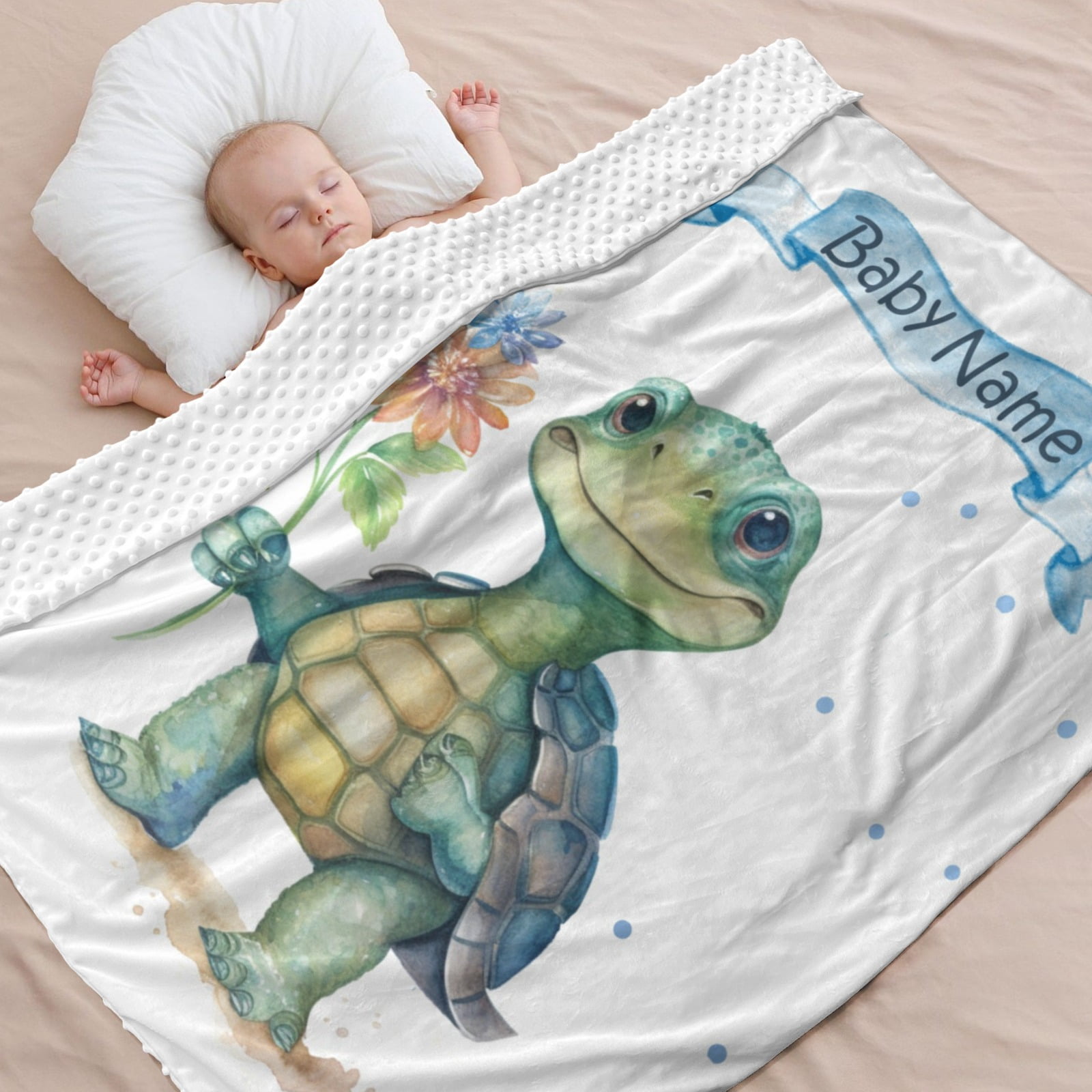 Personalized Baby Blankets for Girls Turtle Blanket with Name Double ...