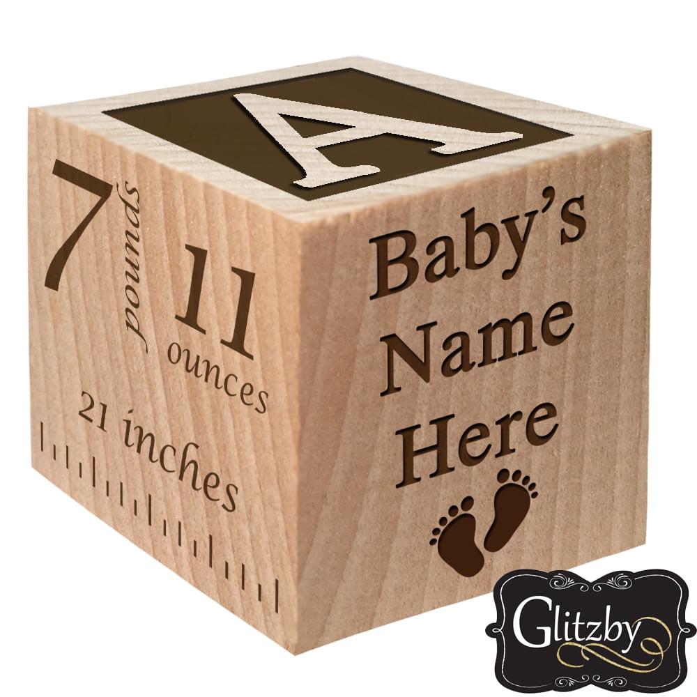 Personalized Baby Block New Birth Announcement Custom Engraved Wooden ...