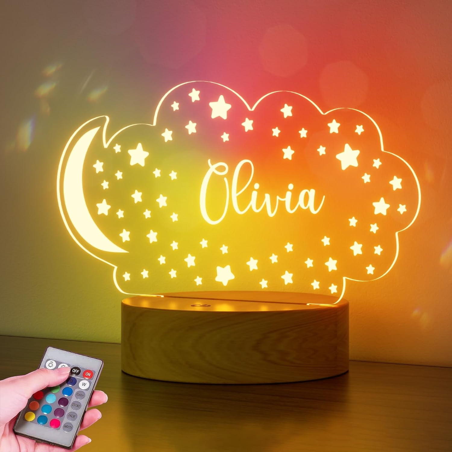 Personalized Baby Gift Name Night Light For Kids Girls Boys Nursery Decor With Stars & Cloud ...