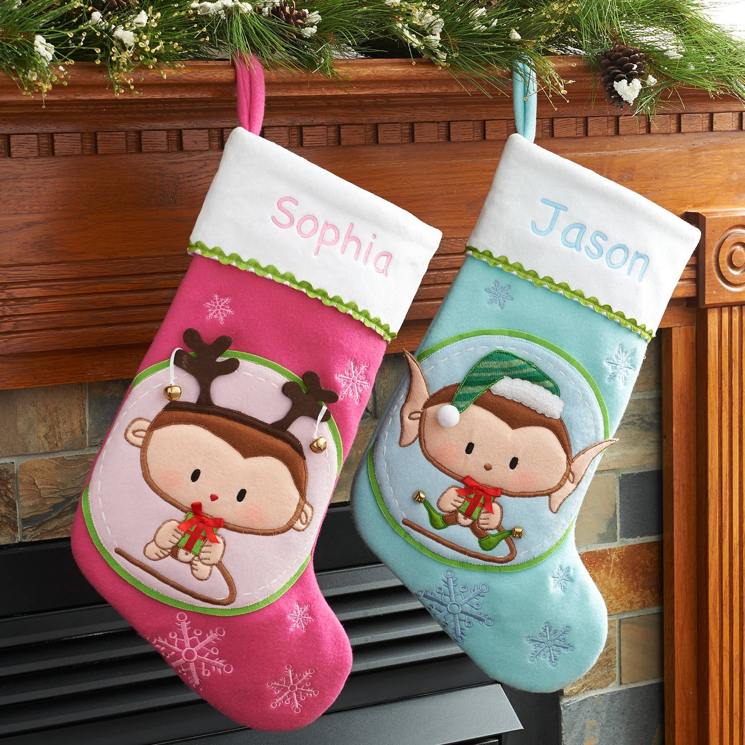 Personalized Baby Monkey Jingle Christmas Stocking Available In ...