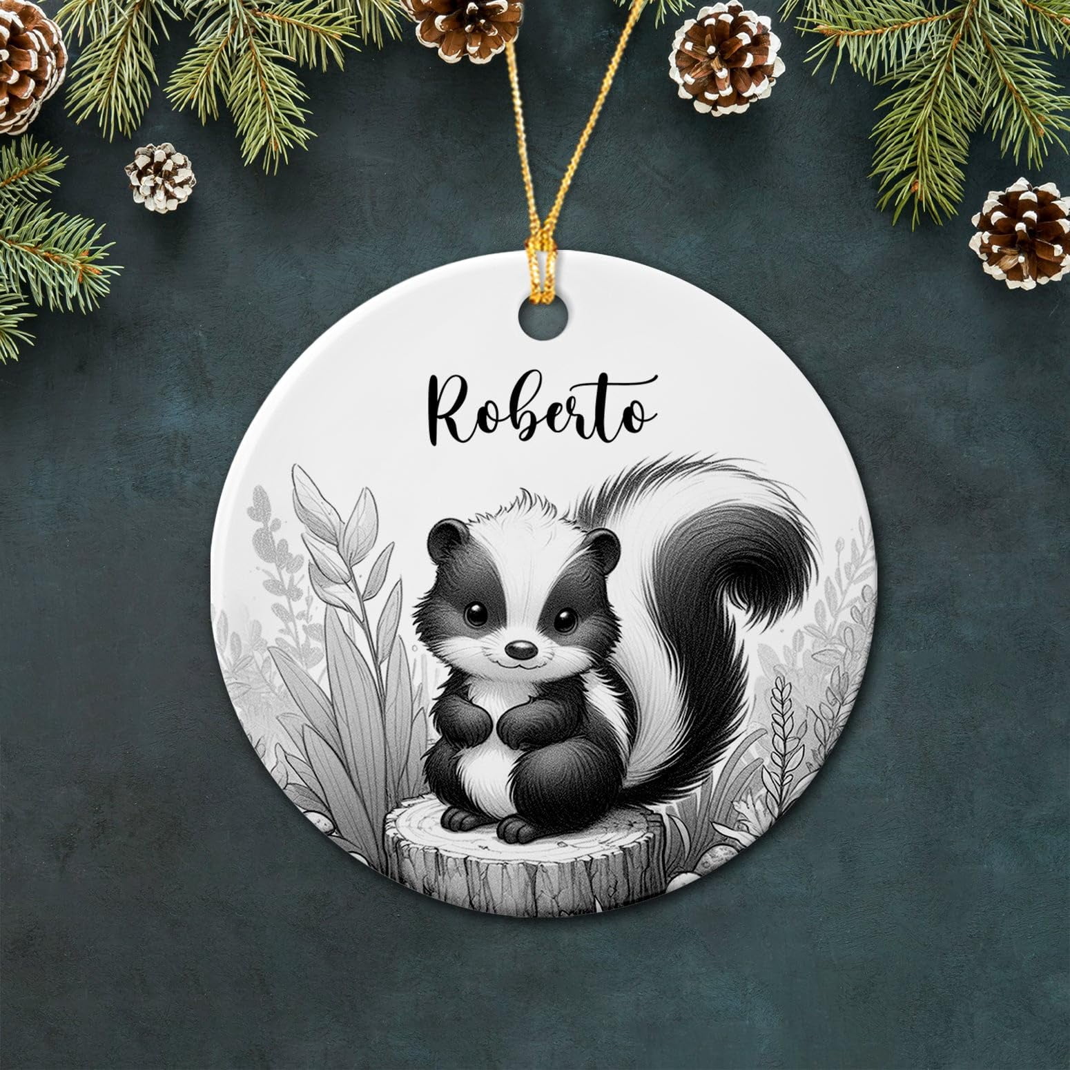 Personalized Baby Skunk Ceramic Ornament Xmas 2025, Cute Skunk Animal ...
