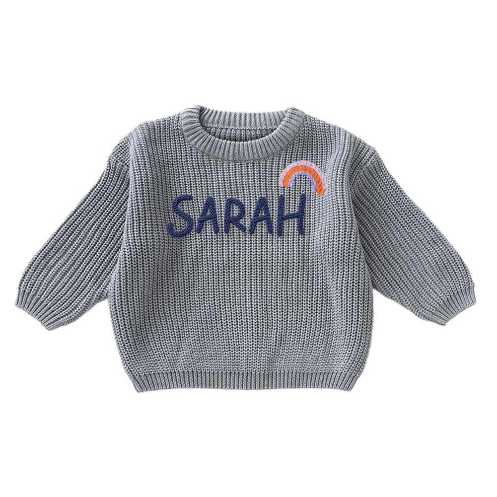 Personalized Baby Sweater, Hand Embroidered Knit Name Sweater for Kids ...