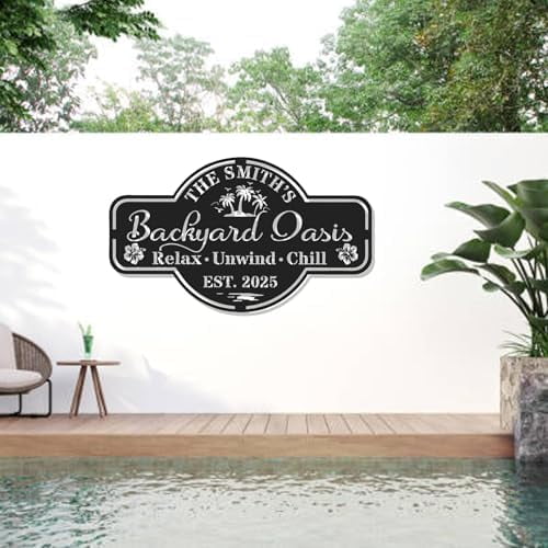 Personalized Backyard Oasis Sign, Patio Sign, Backyard Wall Decor ...