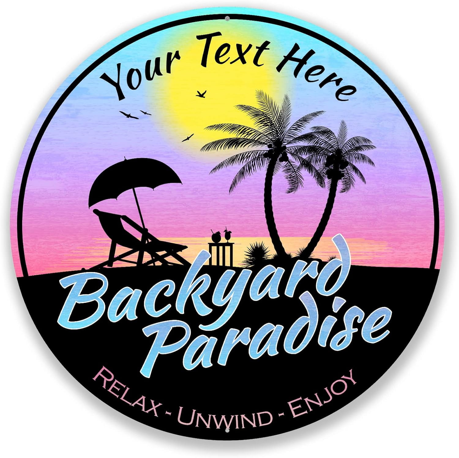 Personalized Backyard Paradise Sign, Beach Sign, Tropical Wall Decor ...