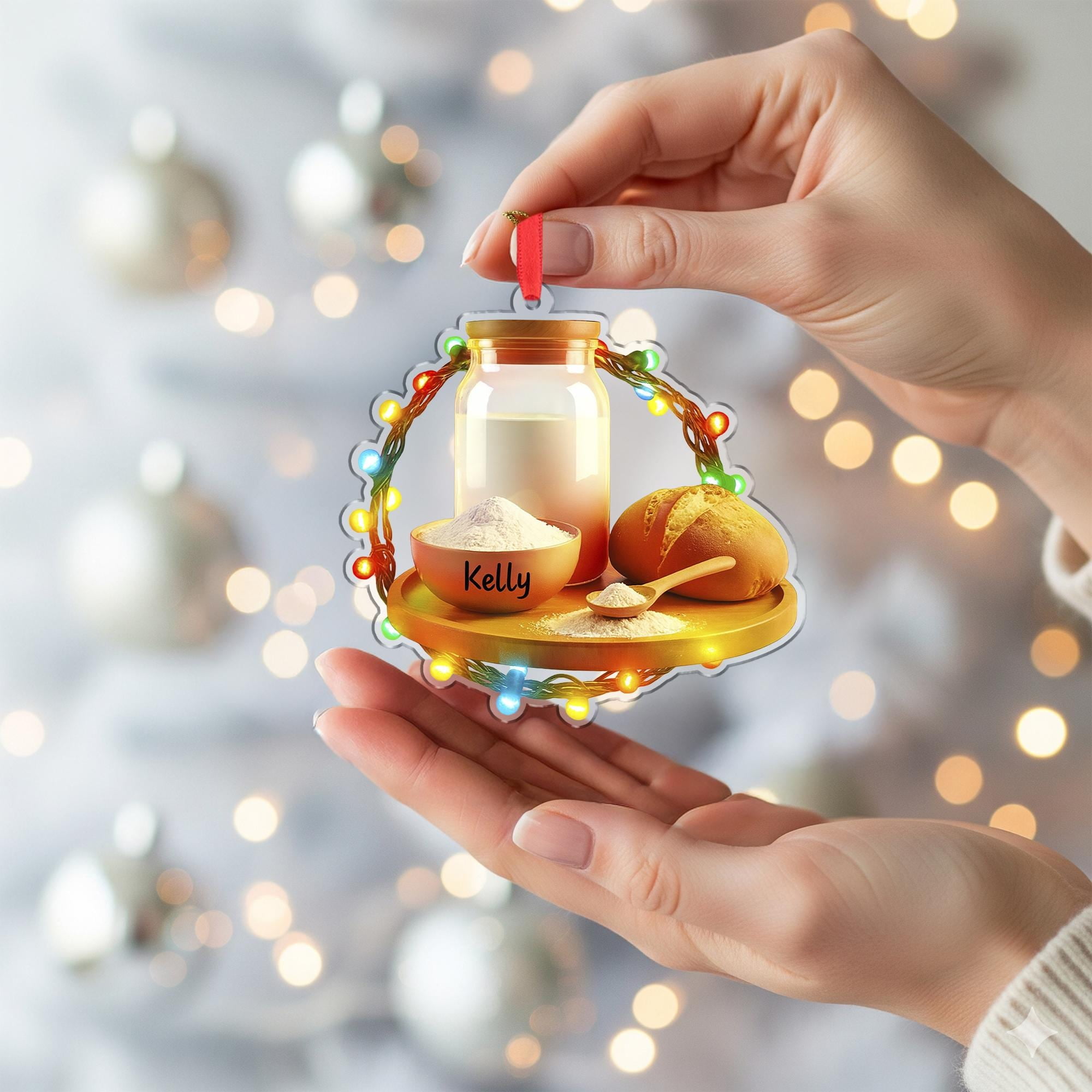 Personalized Baking Ingredients Acrylic Christmas Ornament with Lights ...