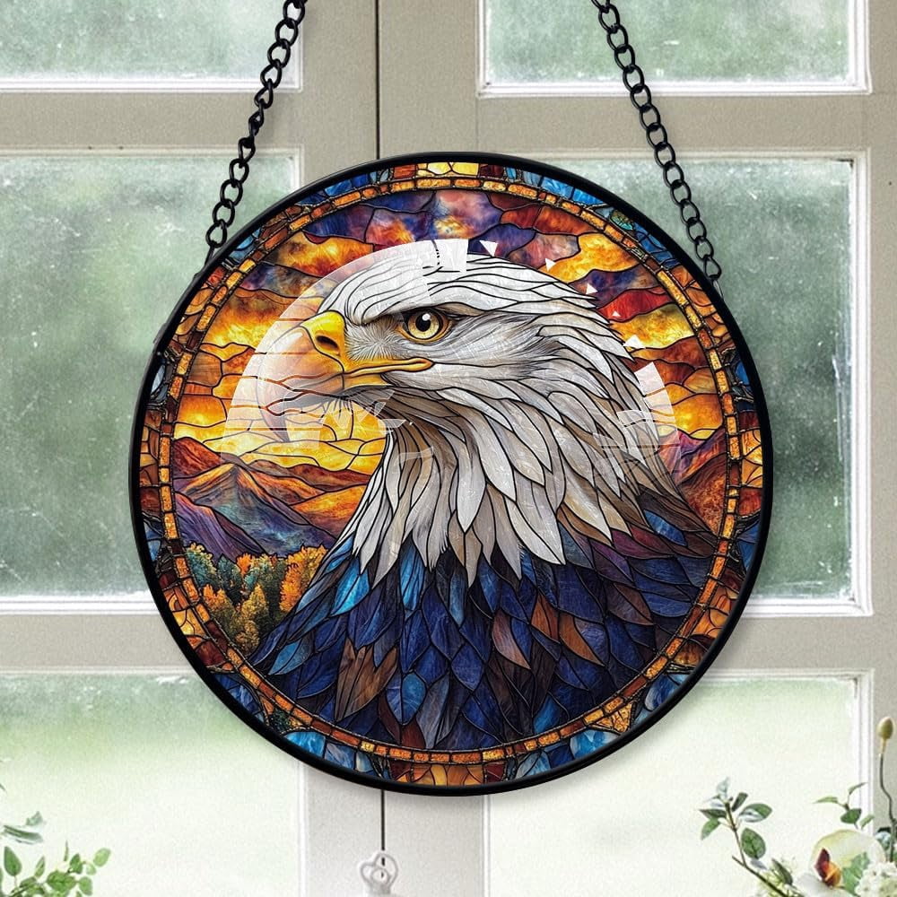 Personalized Bald Eagle Stained Glass Suncatcher Artistic Window ...