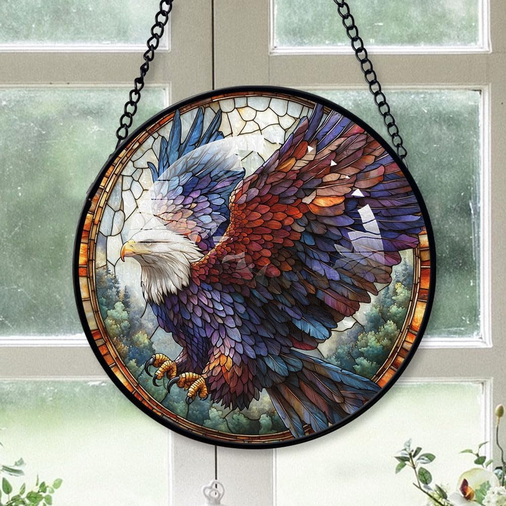 Personalized Bald Eagle Suncatcher Stained Glass Suncatchers, Bald Eagle Ornament for Sun ...