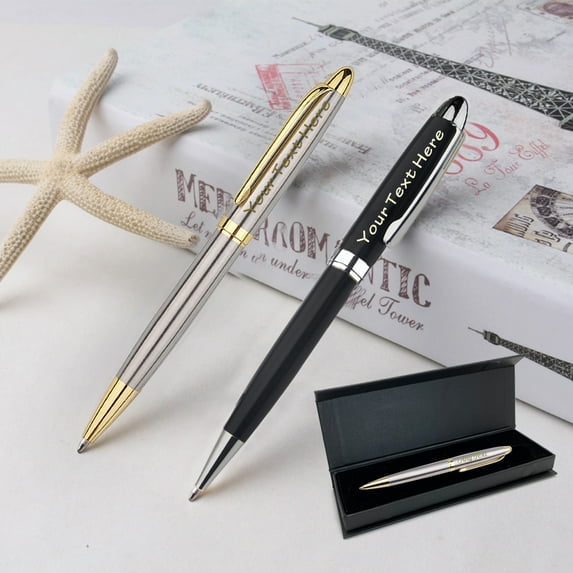 Personalized Ballpoint Pen Laser Engraved Name/Logo/Text - Customized Pen Sets Black Writing ...