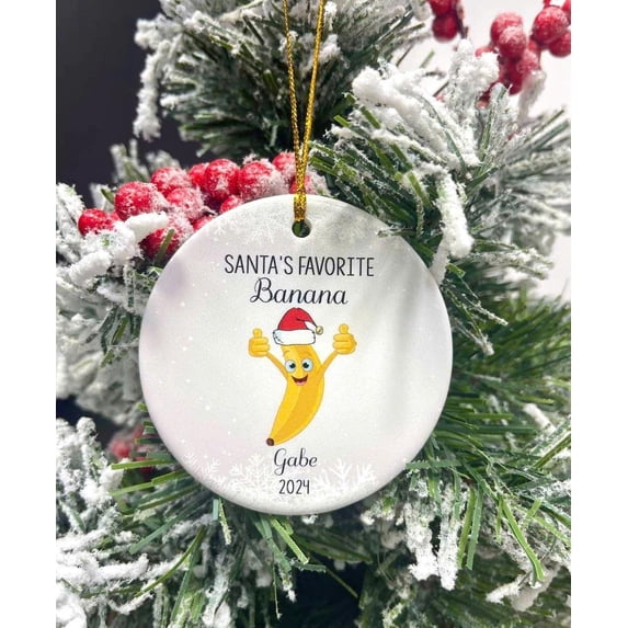 Personalized Banana 2D Flat Ornament 2025 'Santaâ€™s Favorite Banana ...
