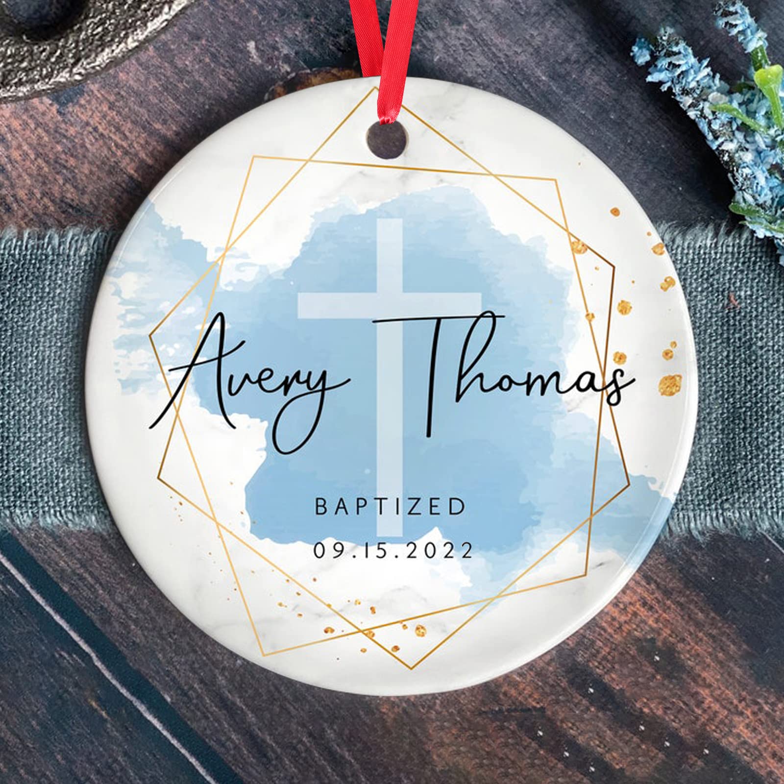 Personalized Baptism Keepsake - Name + Date Custom Baptized Ornament ...