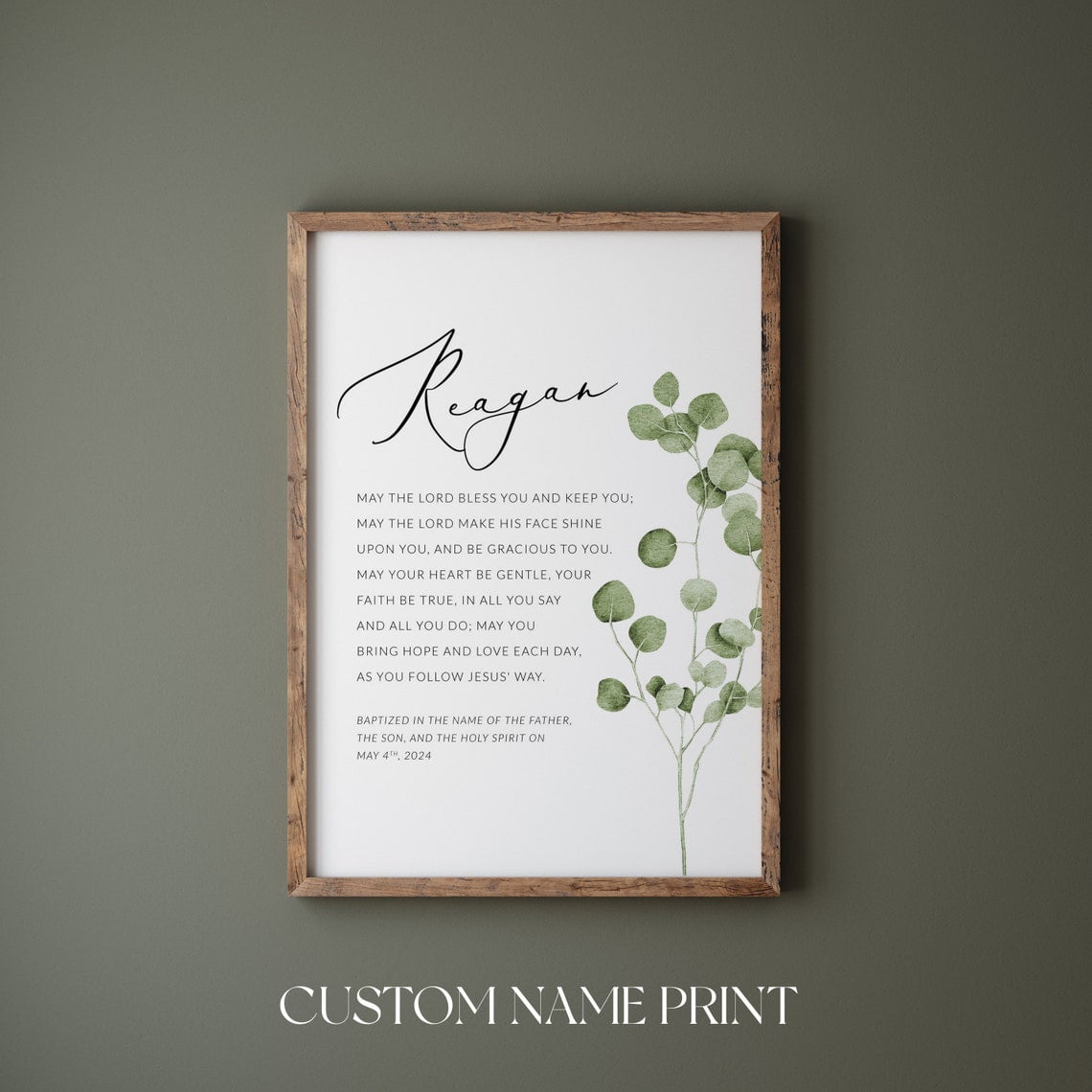 Personalized Baptism Print: Custom Name Baby Dedication (Digital ...